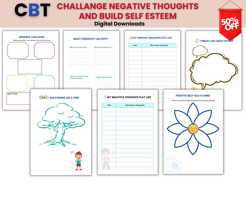 CBT Worksheets Bundle for Anxiety & Depression, CBT DBT for Teens ...