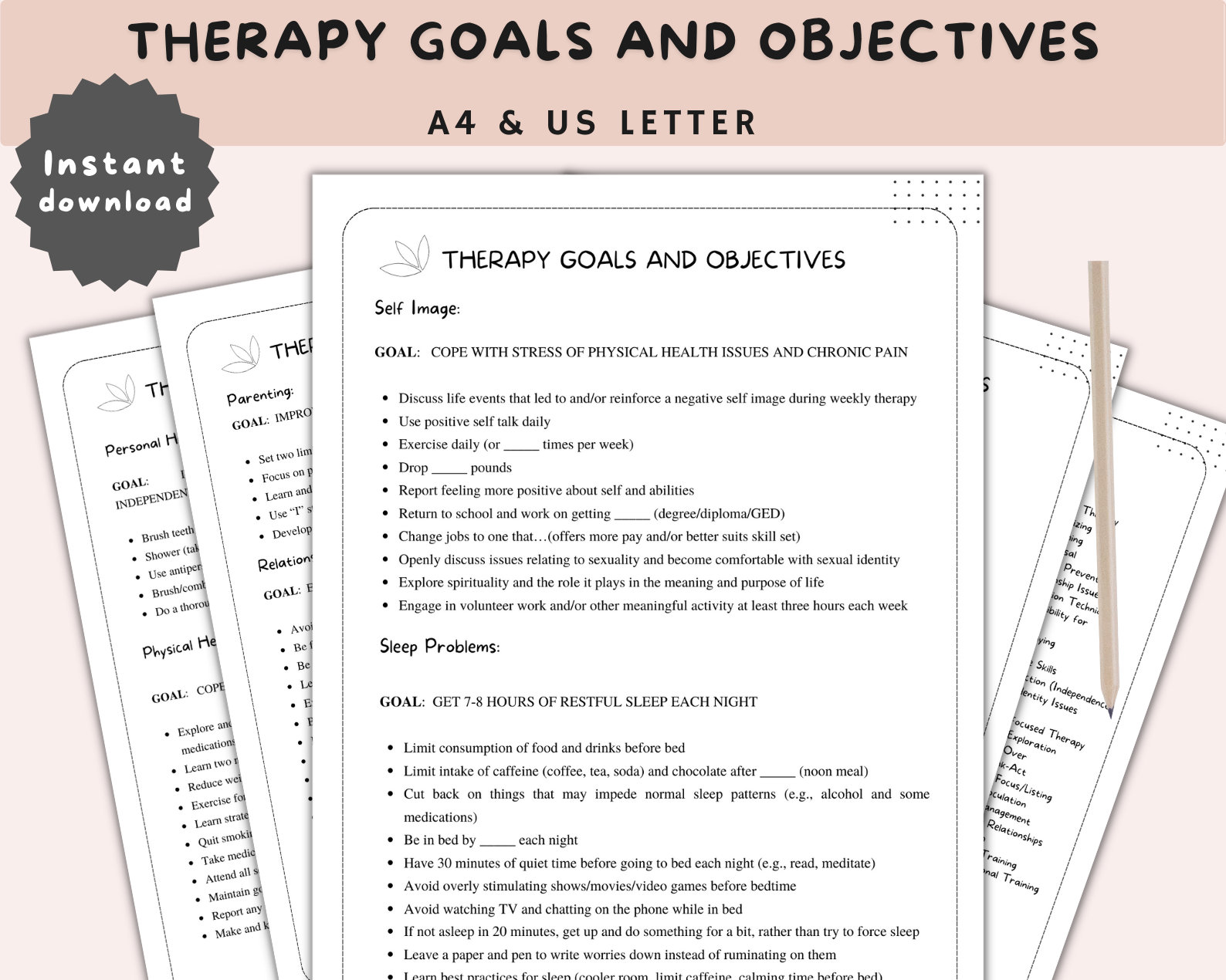 Therapy Goals & Objectives, Therapist Tool for Goal Setting ...