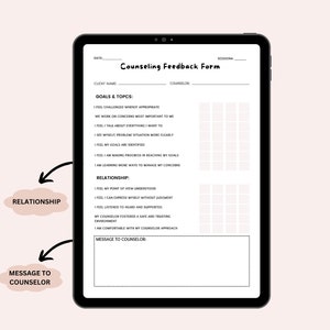 Counseling Review Form | Client Feedback Form | Client Survey Form ...