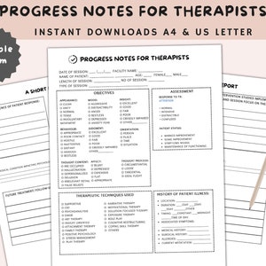 Progress Notes for Therapists | Counseling Template | Therapy Tool ...
