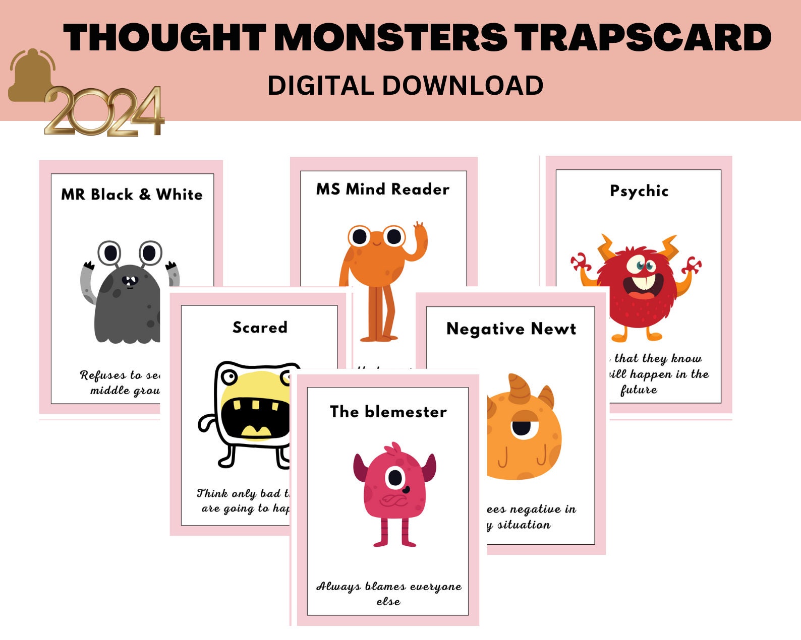 Thought Monsters Thinking Trap Cards for Kids and Children- Negative ...