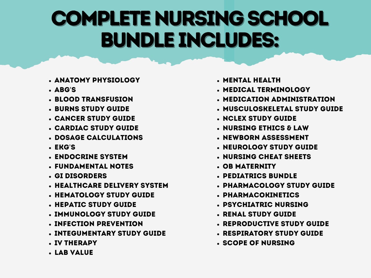 Comprehensive Nursing School Bundle- Ultimate Nursing School Notes ...