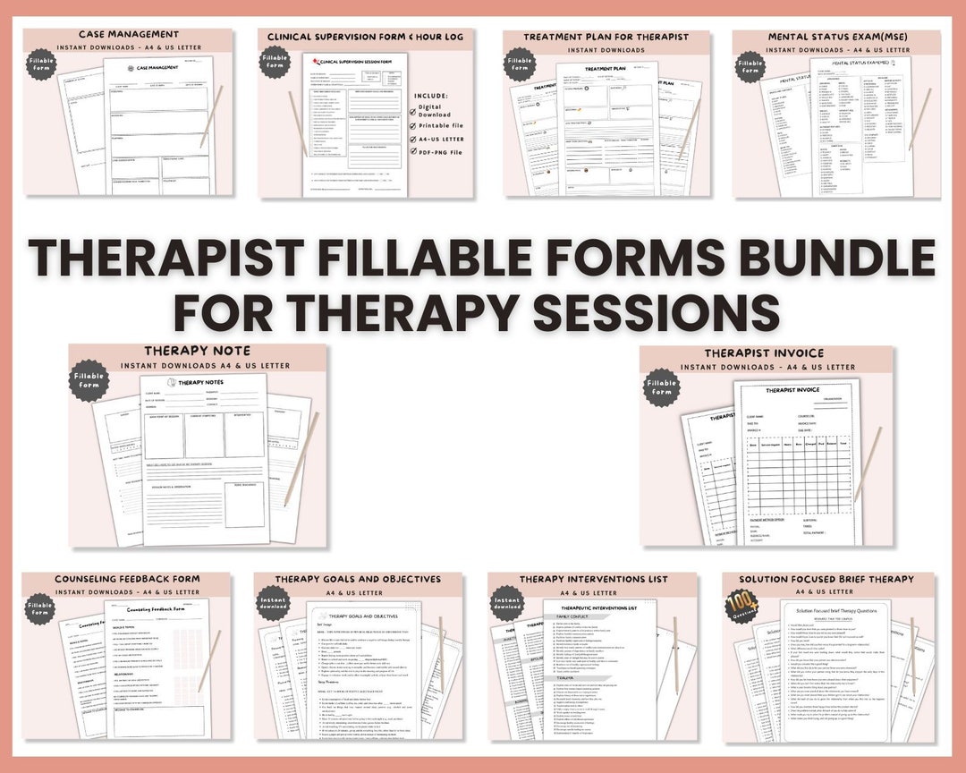 Therapy Forms Bundle (50% OFF), Therapy Interventions, SFBT Mental ...