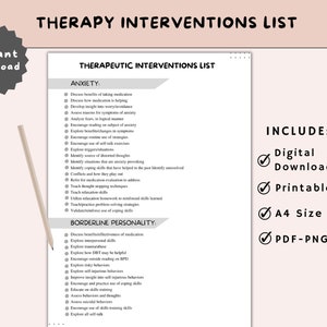Therapeutic Interventions List, Therapist Cheat Sheets, Therapy ...