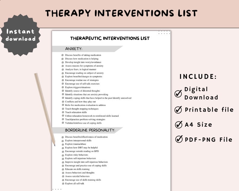 Therapeutic Interventions List, Therapist Cheat Sheets, Therapy ... Therapeutic Interventions List, Therapist Cheat Sheets, Therapy ...