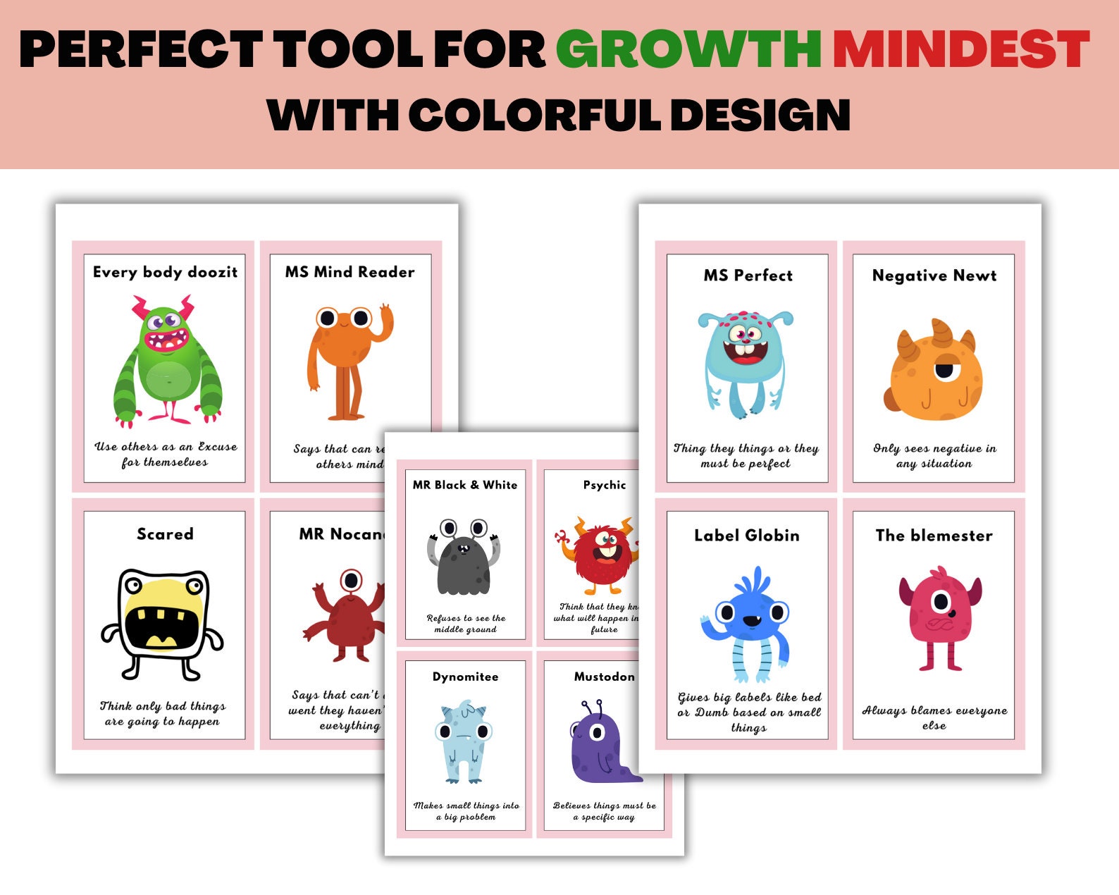 Thought Monsters Thinking Trap Cards for Kids and Children- Negative ...