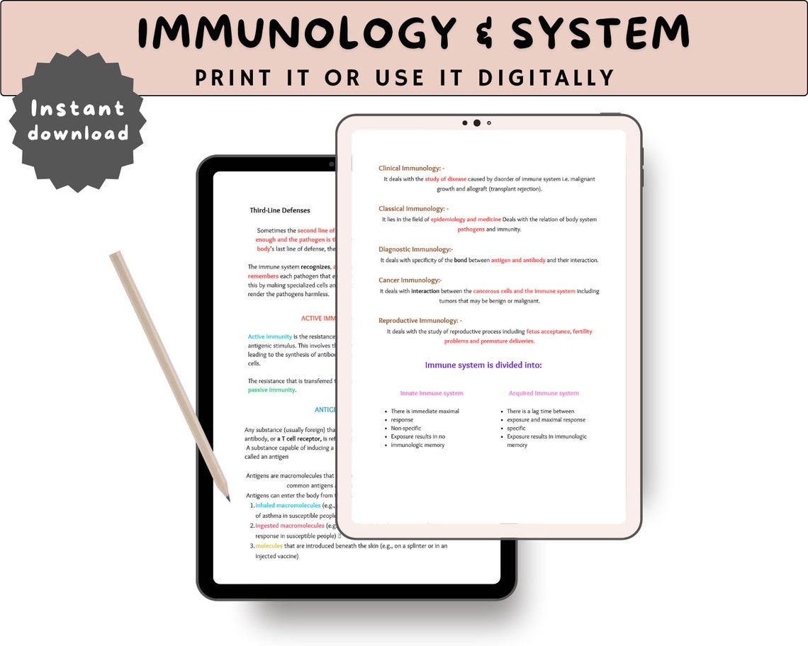 Immune System Study Notes- Anatomy and Physiology- Immunity- Med Surg ...