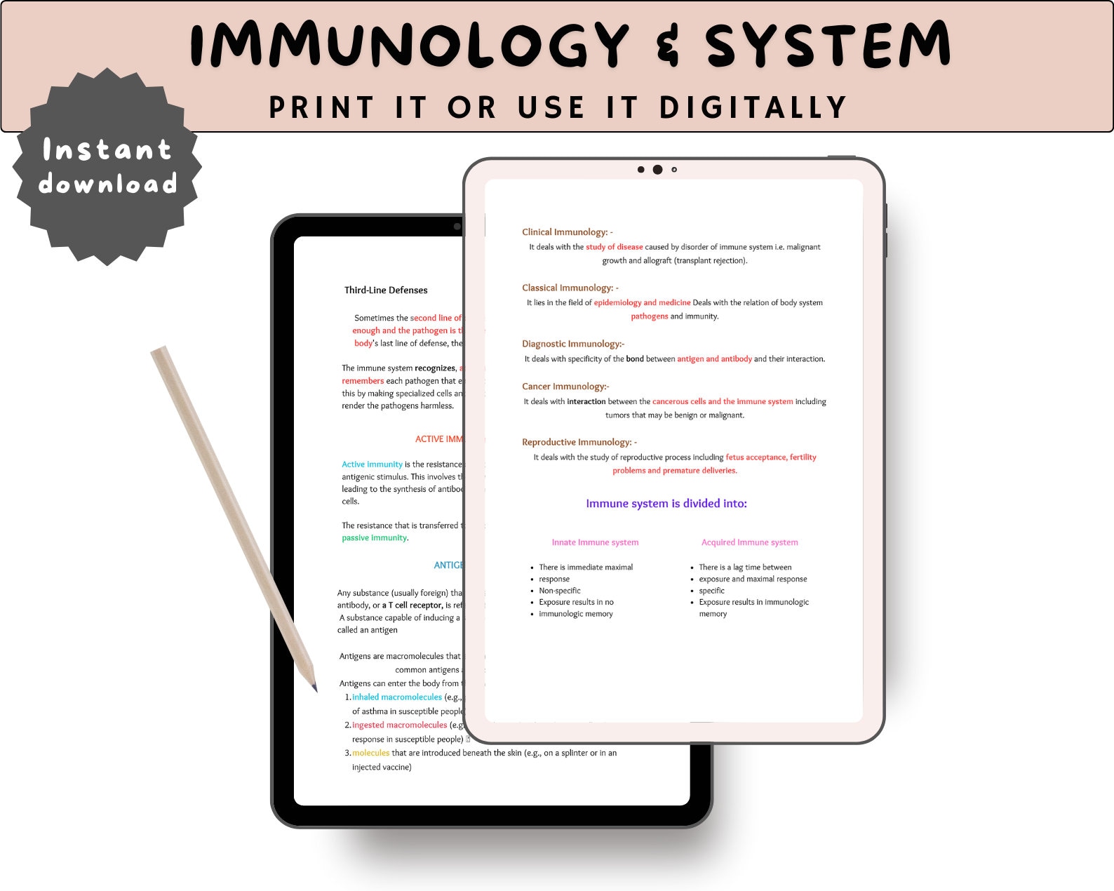 Immune System Study Notes- Anatomy and Physiology- Immunity- Med Surg ...