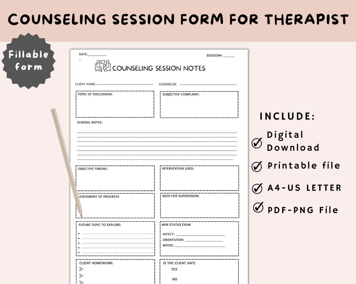 Counseling Session Notes for Therapist Counseling Review Form Client ...