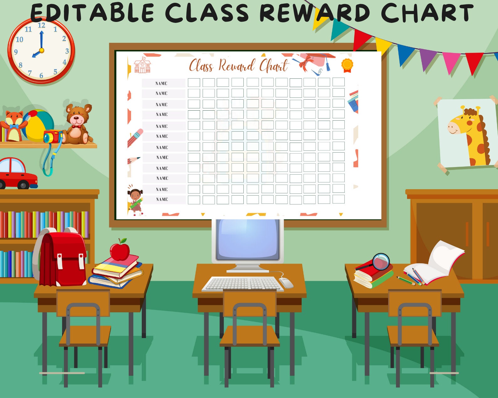 Personalised Class Reward Chart, Canva Editable Chore Chart for ...