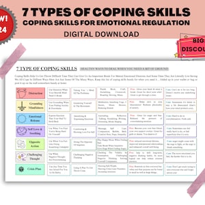 7 Types of Coping Skills Education Worksheet for Emotional Regulation-depression and Anxiety ...