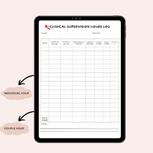 Clinical Supervision Form and Hour Log | Clinical Licensure Hours ...