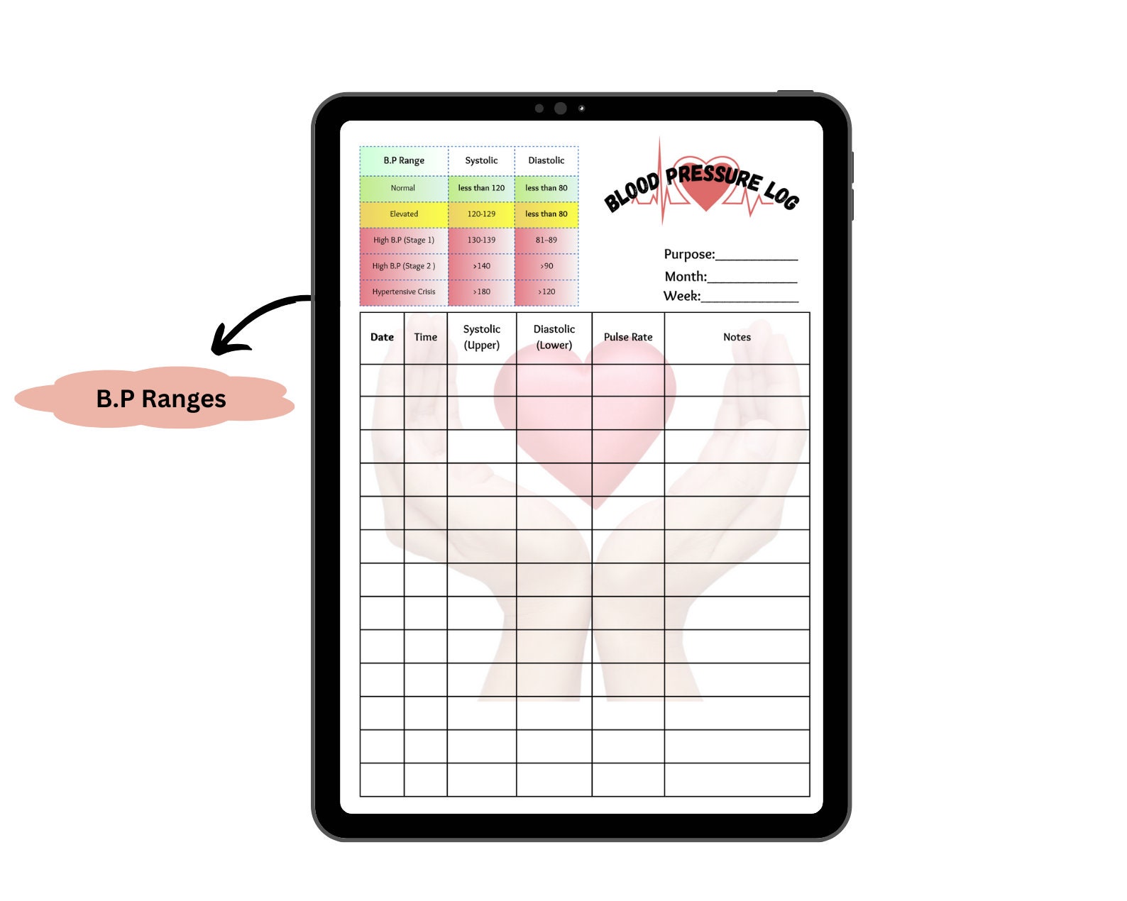 Blood Pressure Log Editable Printable, Blood Pressure Tracker, Medical ...