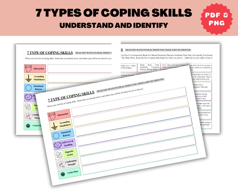7 Types of Coping Skills Education Worksheet for Emotional Regulation-depression and Anxiety ...