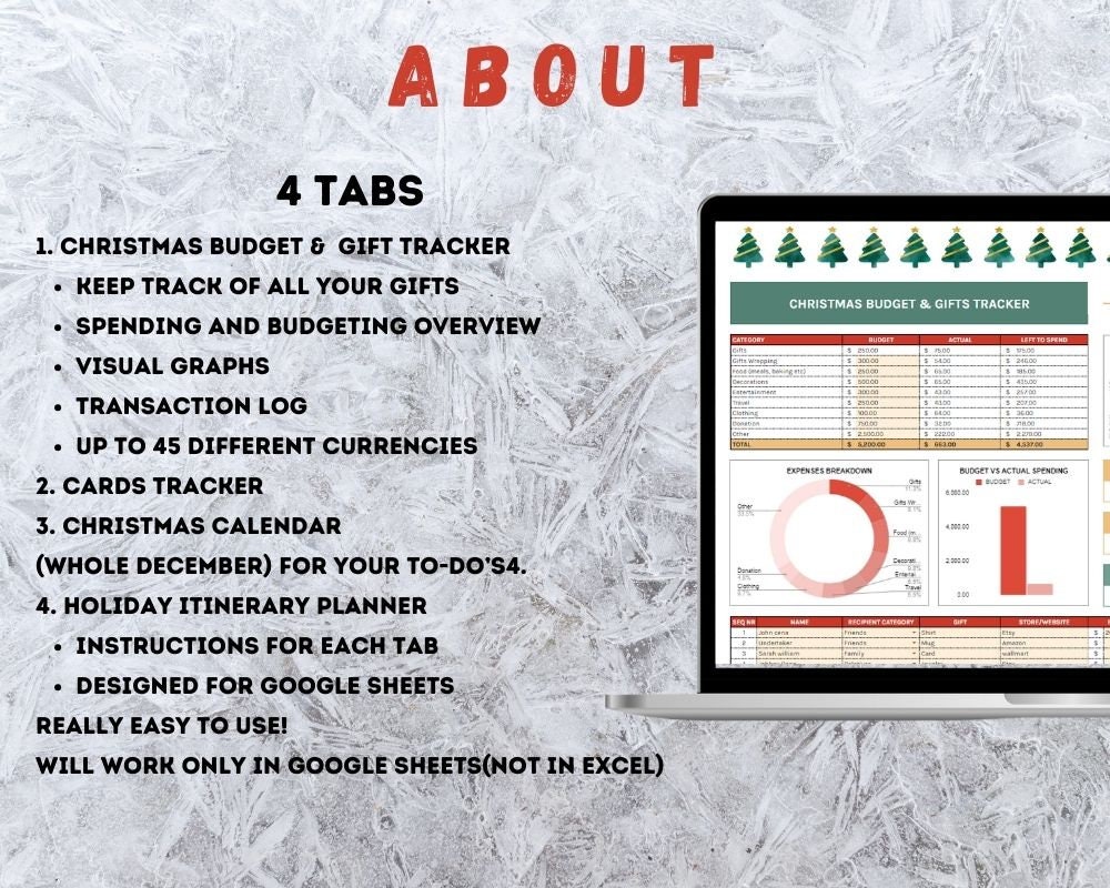 Christmas Planner Spreadsheet, Cards Tracker, Tracker Google Sheets ...