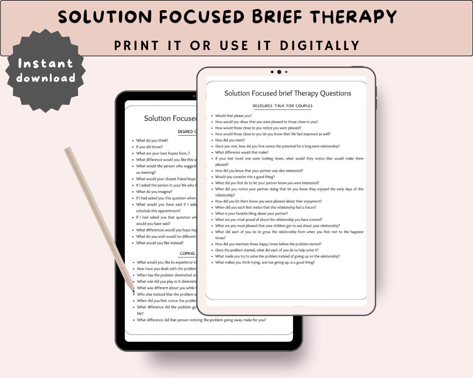 Solution Focused Brief Therapy Cheat Sheet SFBT, Therapist Questions ...