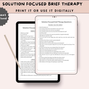 Solution Focused Brief Therapy Cheat Sheet SFBT, Therapist Questions ...