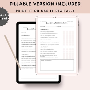 Counseling Review Form | Client Feedback Form | Client Survey Form ...