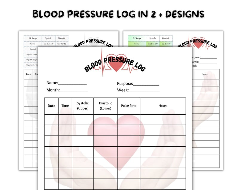 Blood Pressure Log Editable Printable, Blood Pressure Tracker, Medical ...