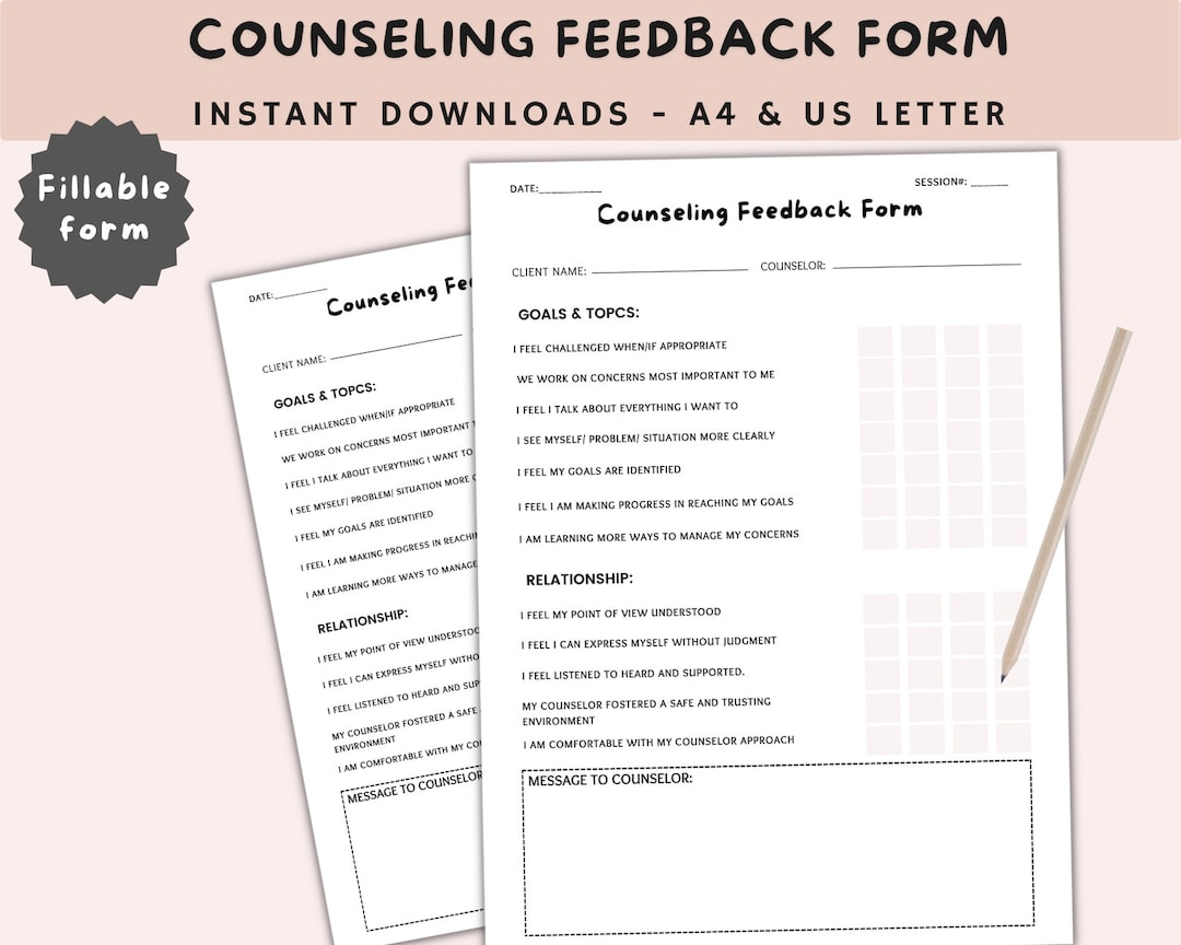 Counseling Review Form | Client Feedback Form | Client Survey Form ...