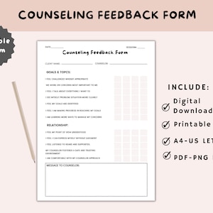 Counseling Review Form | Client Feedback Form | Client Survey Form ...