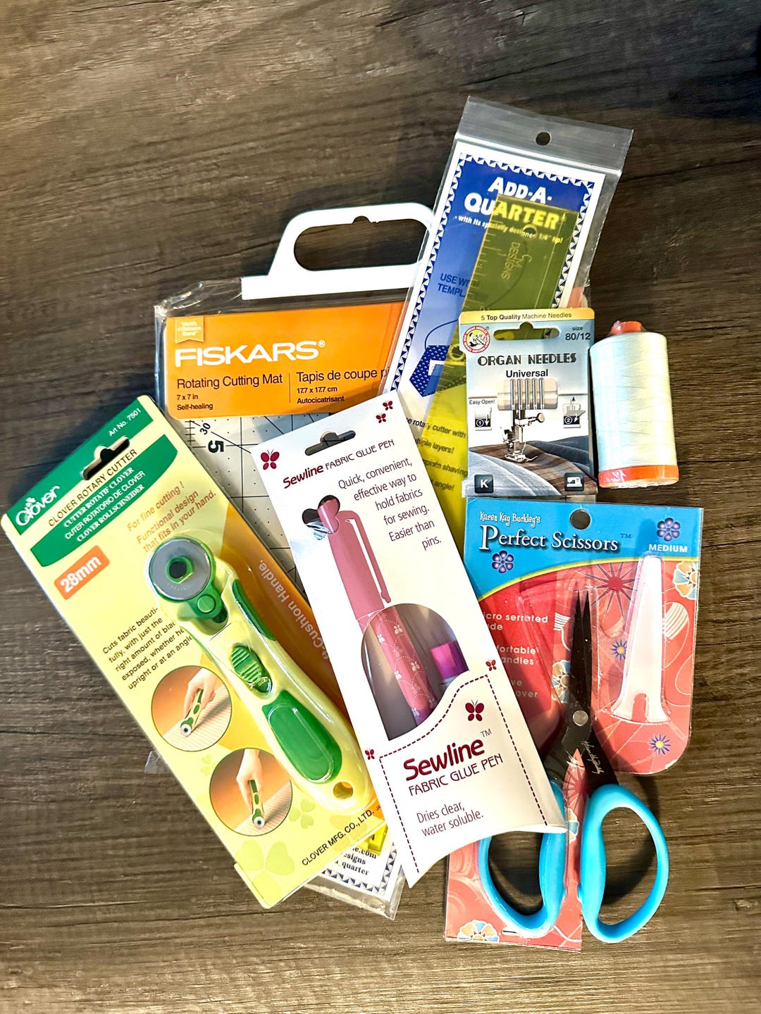 Foundation Paper Piecing Kit: Ruler, Glue Pen, Scissors, Thread, Rotary ...