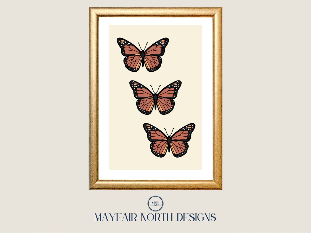 Butterfly Printable Wall Art, Boho Chic Decor, Elegant Butterfly Decor ...