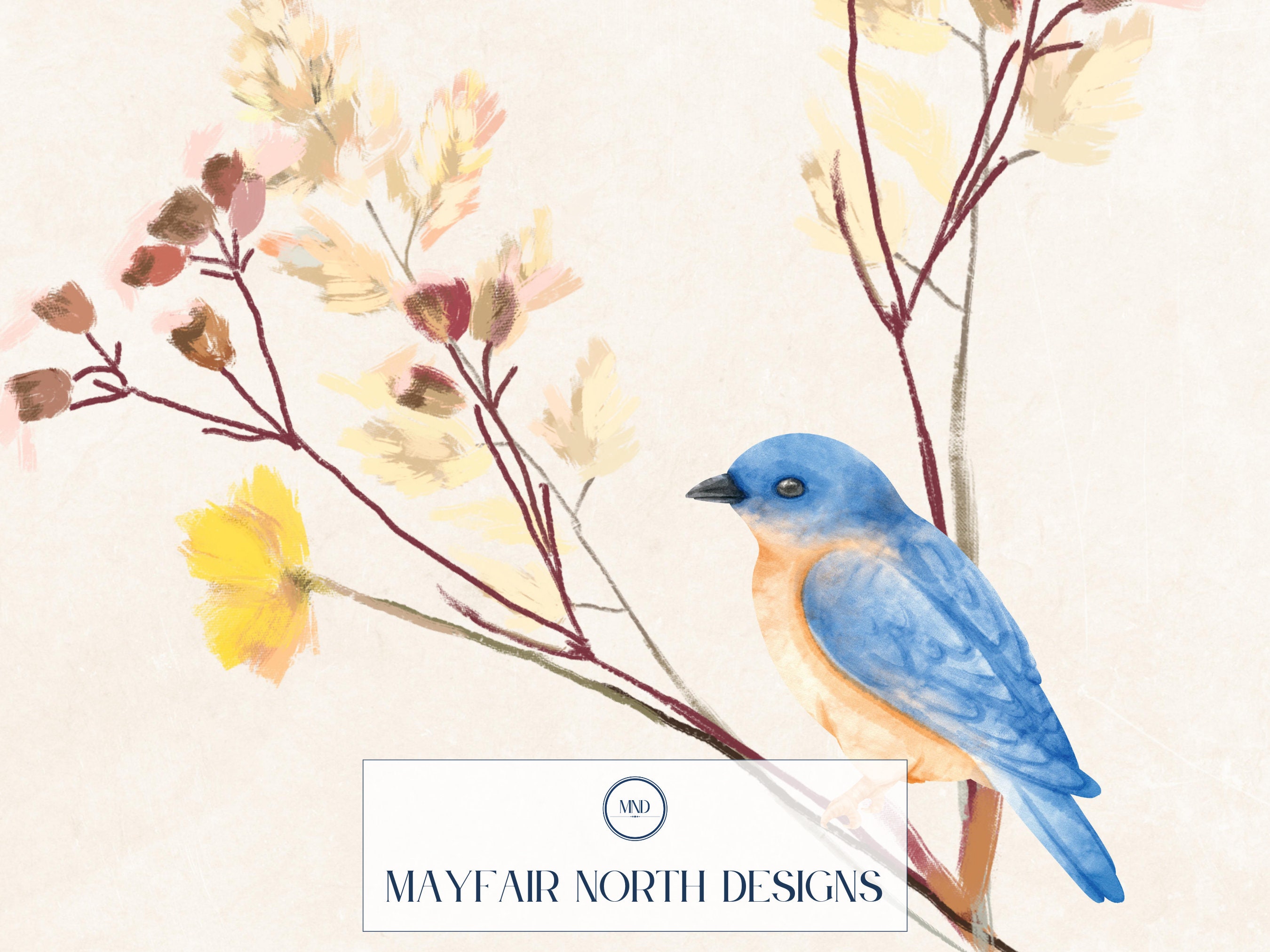 Blue Bird Print, Wall Art, Living Room Decor - Etsy