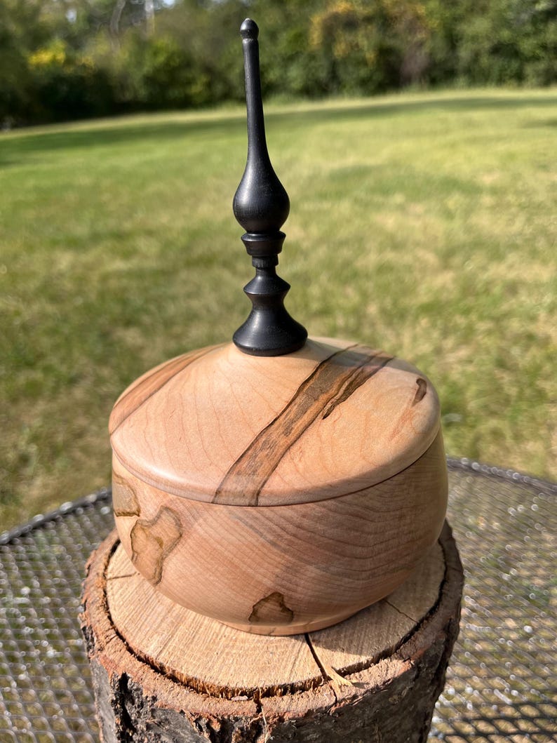Ambrosia Maple Lidded Box With Walnut Finial - Etsy
