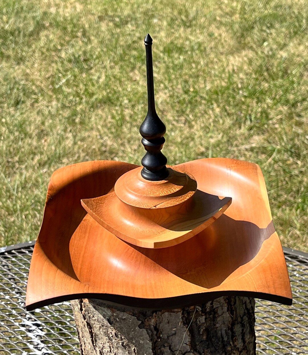 Stunning Lidded Jewellery Box, Turned From Cherry Wood With Walnut ...