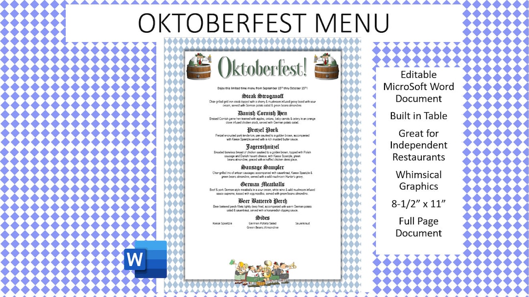 Simple Full Page Oktoberfest Menu Template - Etsy