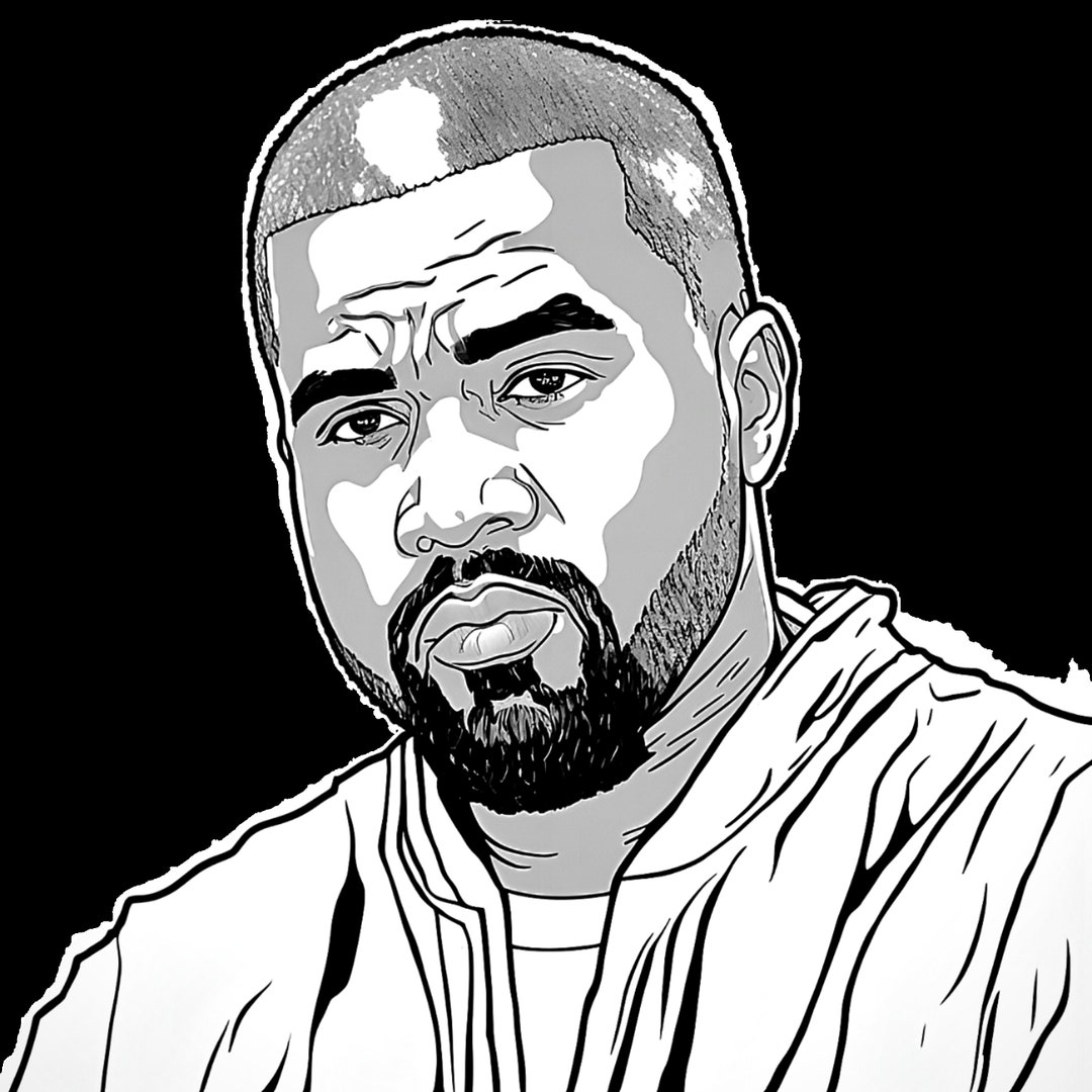 Kanye West Cartoon Illustration PNG - Etsy