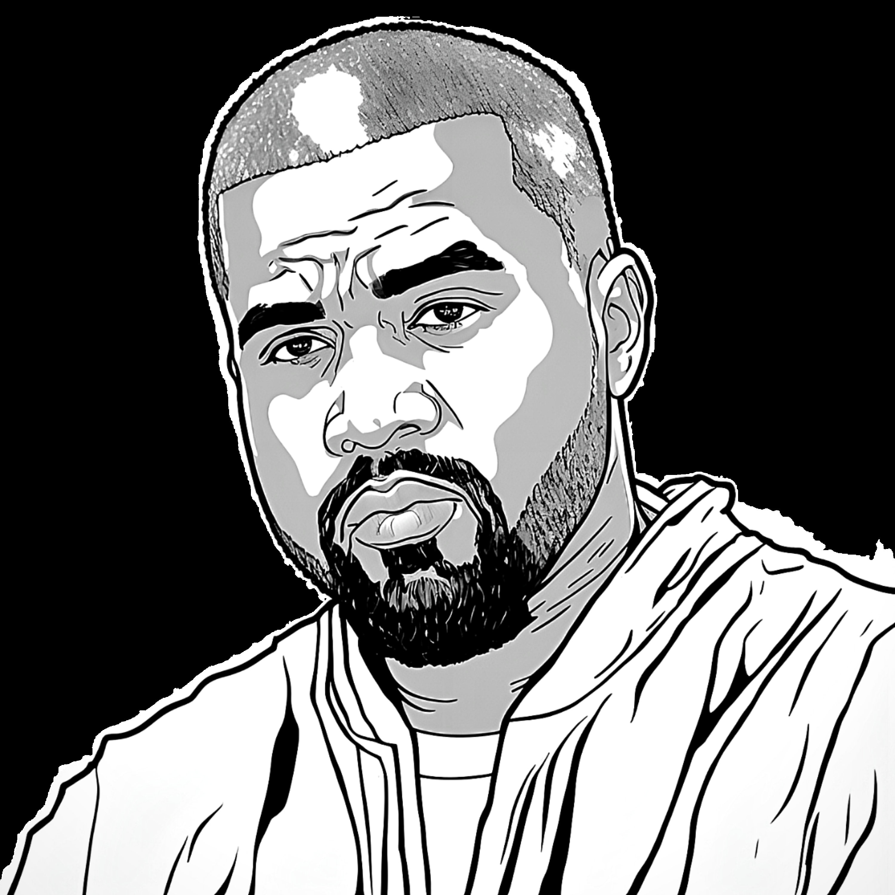 Kanye West Cartoon Illustration PNG - Etsy
