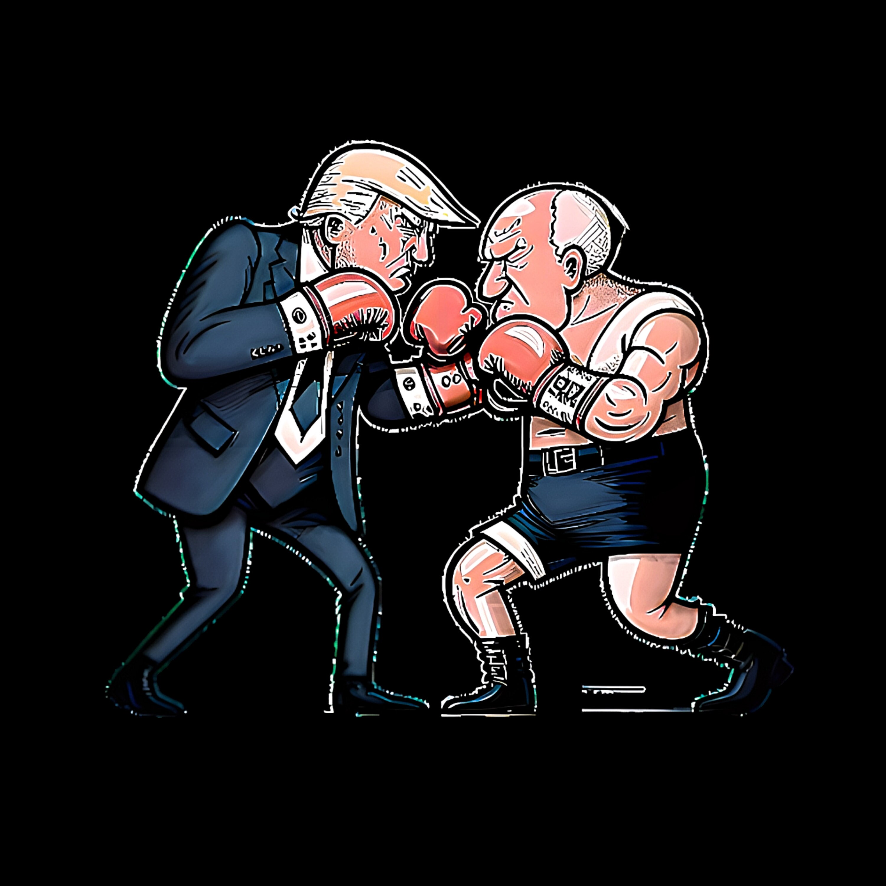 Donald Trump and Joe Biden Boxing Cartoon Illustration PNG - Etsy