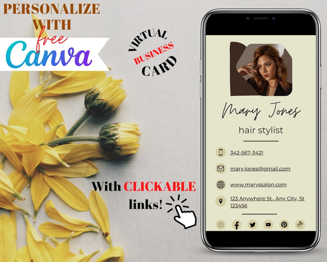 Editable Virtual Business Card With Clickable Links, Digital Business ...