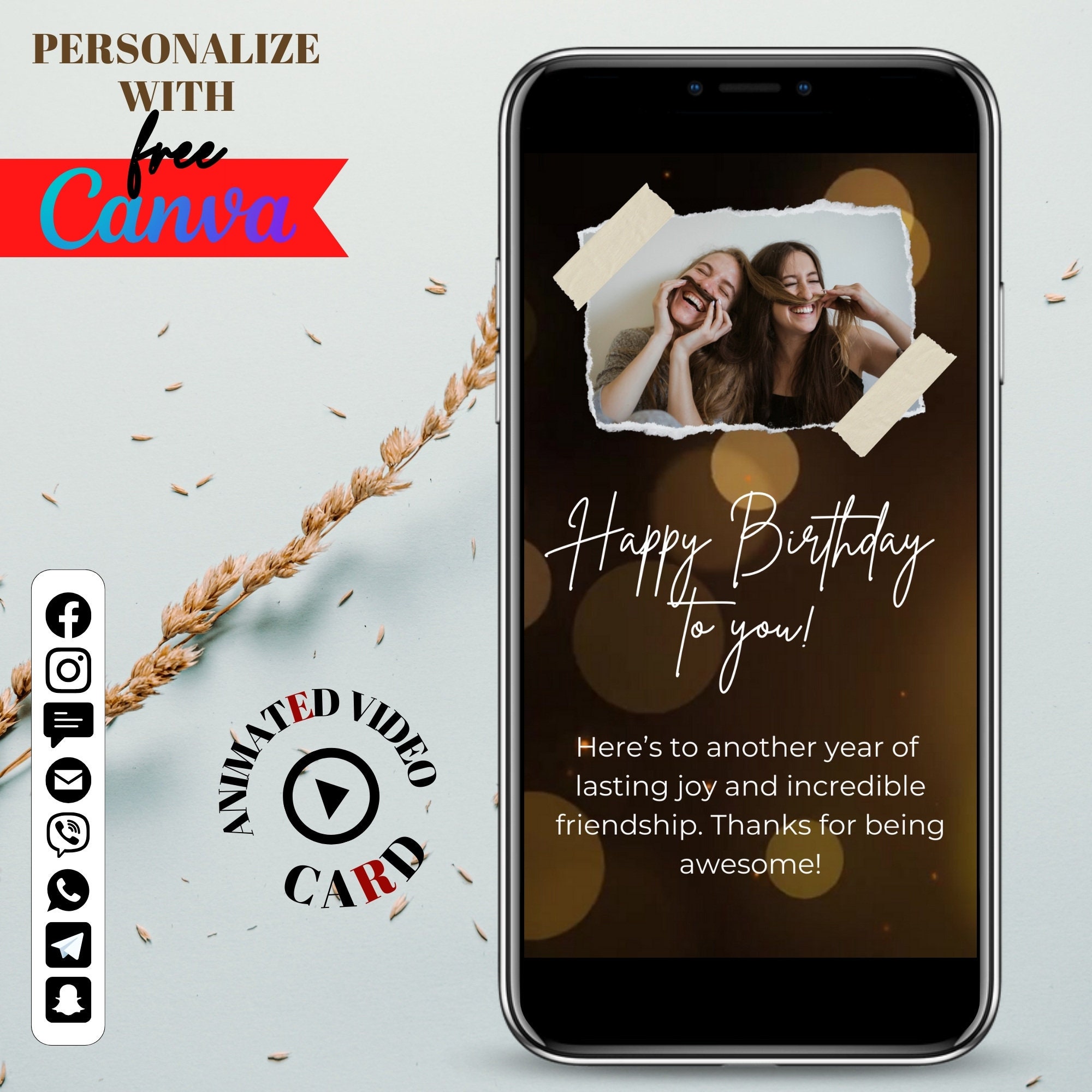 Happy Birthday Video Card for Friends, Animated Birthday Card, Birthday ...