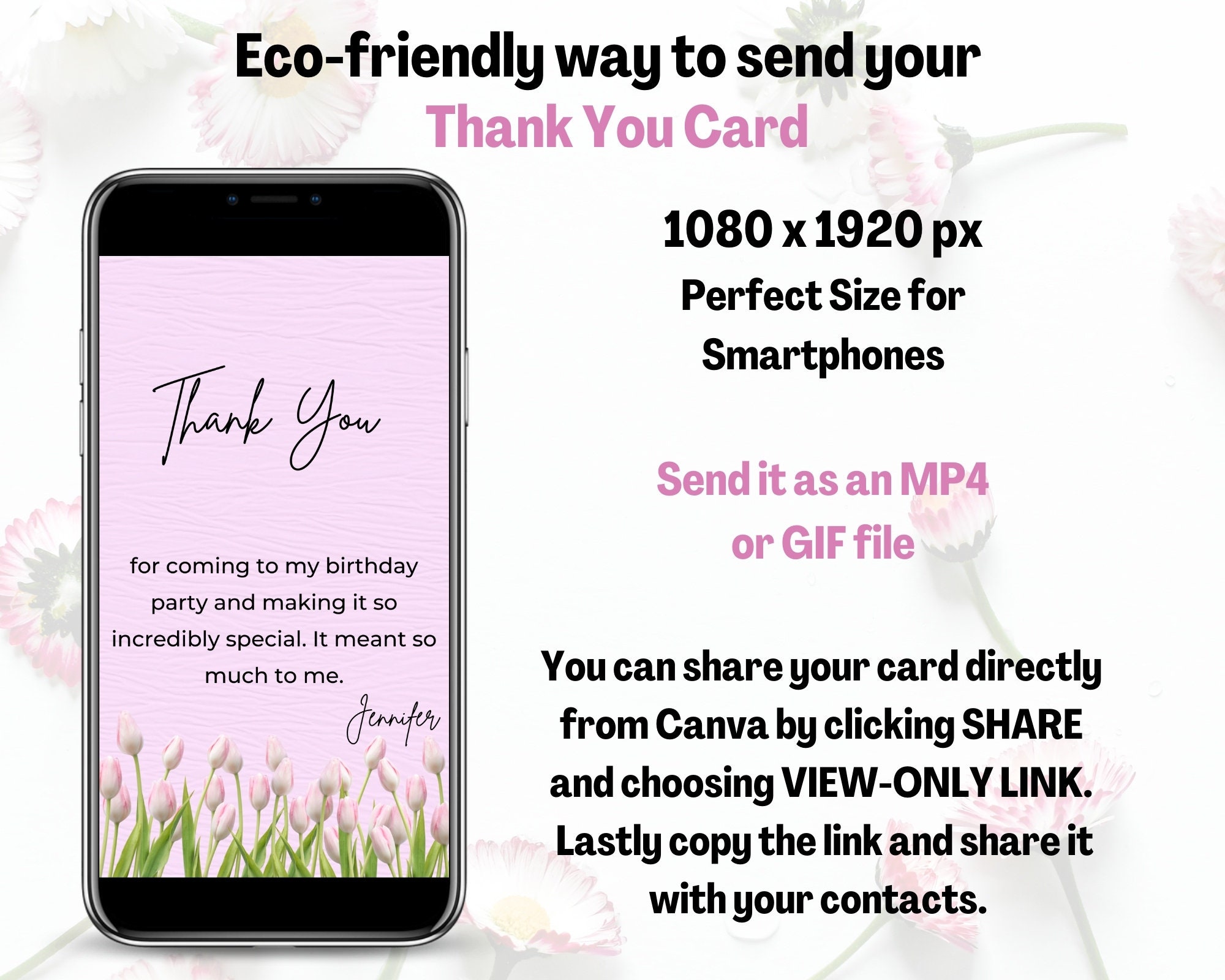 Editable Animated Thank You Birthday Card, Thank You Template, Digital ...