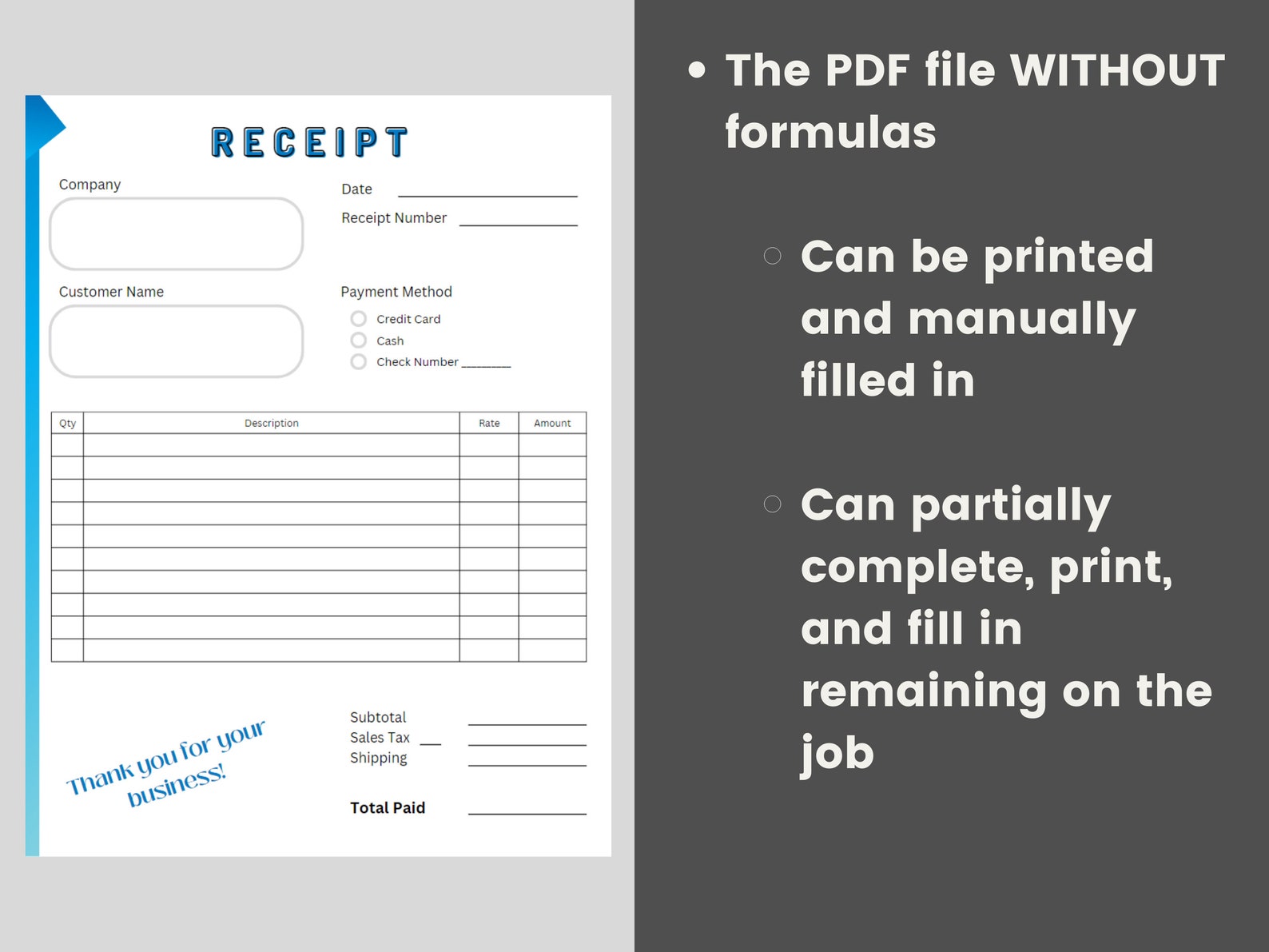 Receipt Template for Small Business Forms Printable Receipt Fillable ...