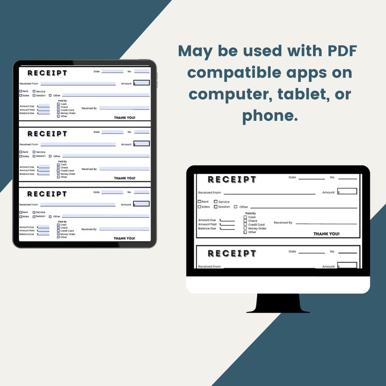 Receipt Template Rent Receipt Fillable Receipt Printable Receipt ...