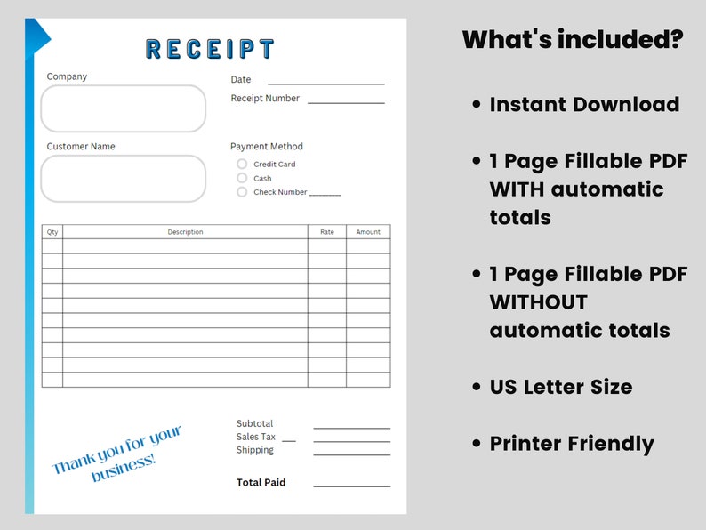 Receipt Template for Small Business Forms Printable Receipt Fillable ...