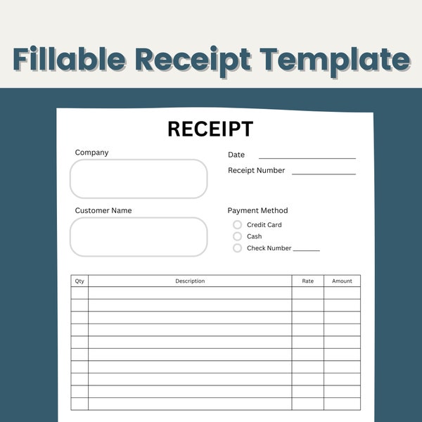 Receipt Template - Etsy