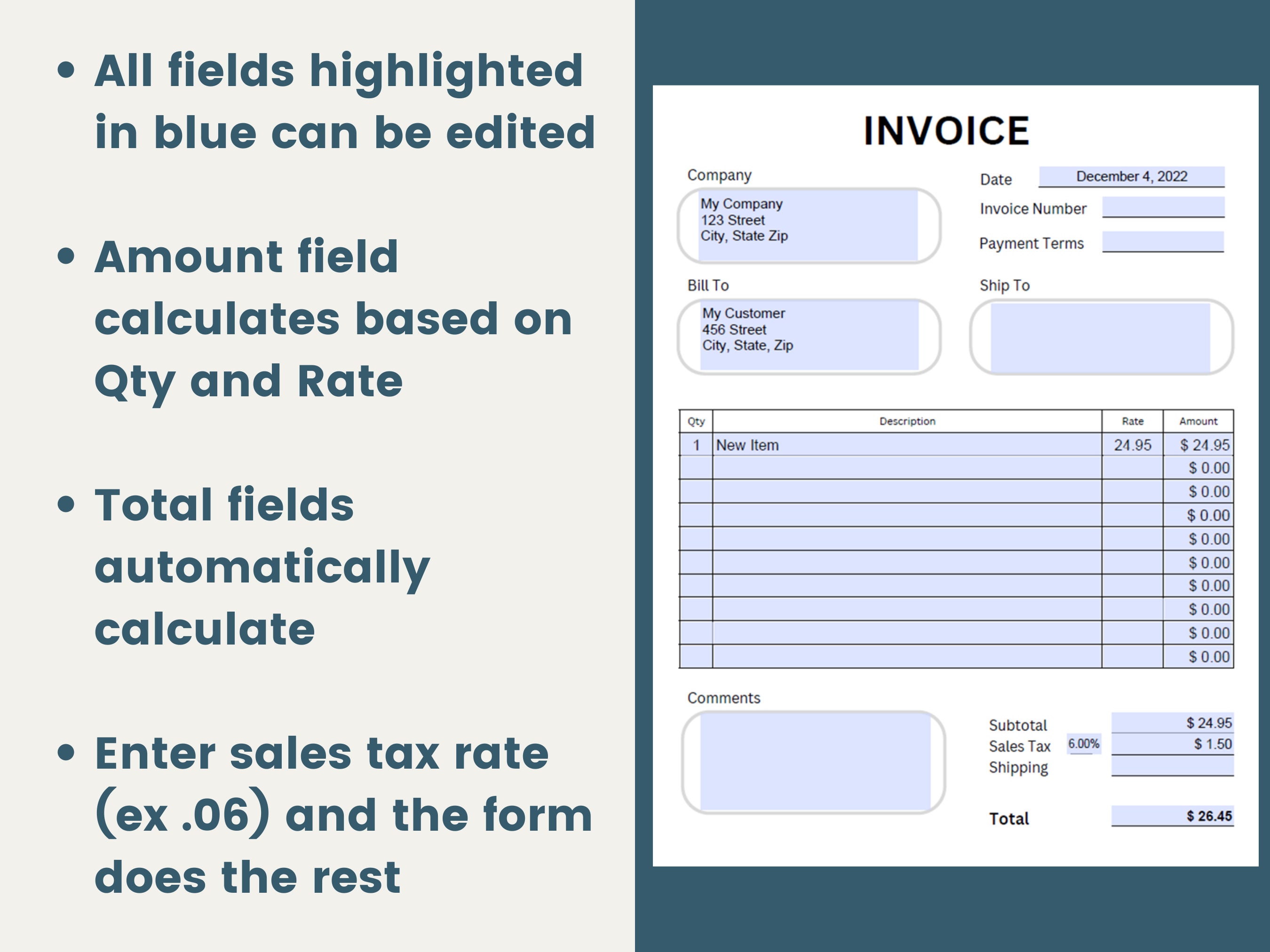 Invoice Template | Fillable Invoice | Printable Invoice Template ...