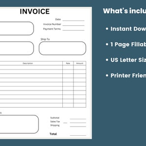 Invoice Template | Fillable Invoice | Printable Invoice Template ...