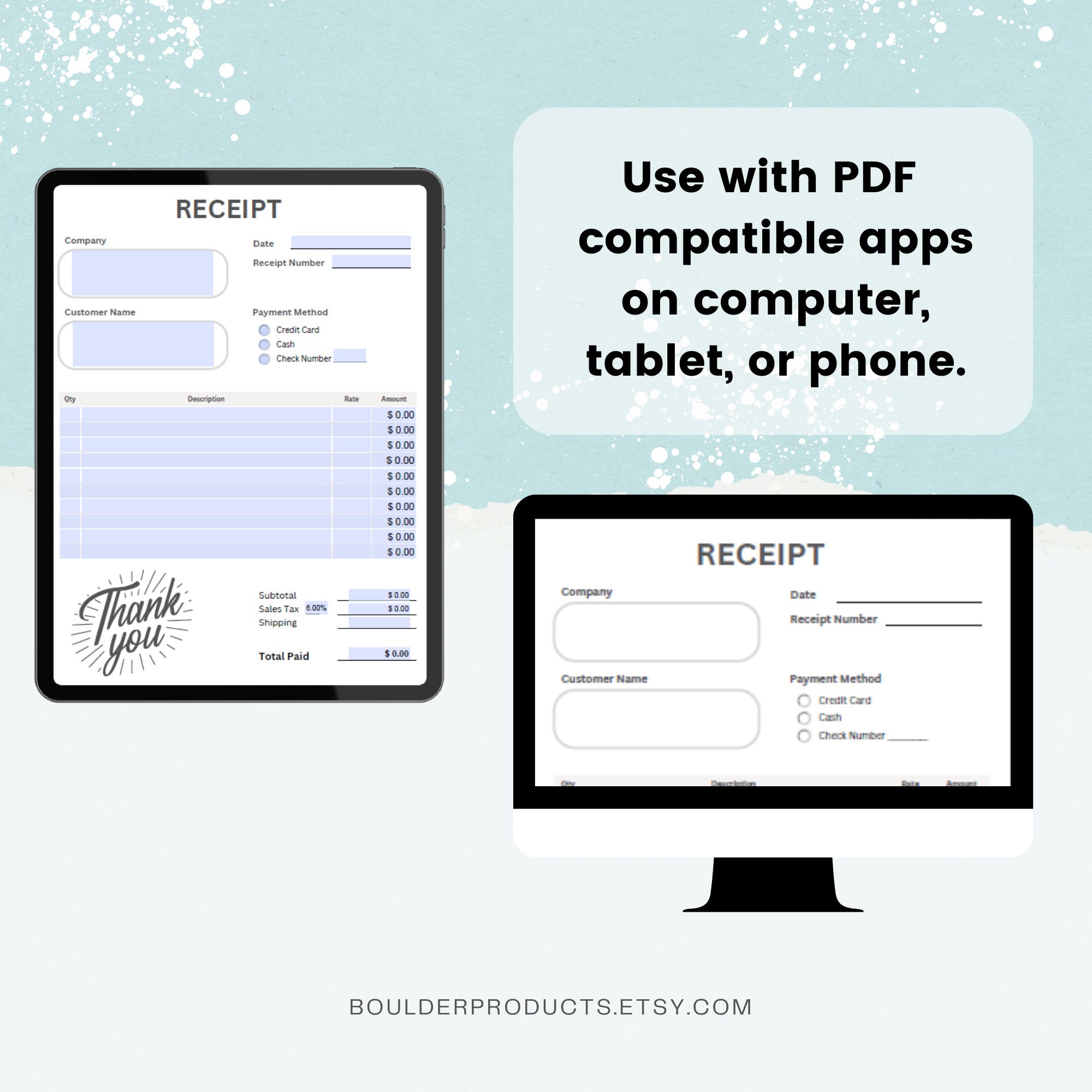 Receipt Template | Fillable PDF Form | Printable Receipt Template ...