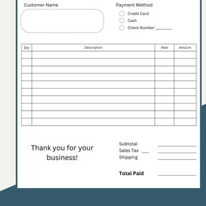 Receipt Template Fillable Receipt Printable Receipt - Etsy