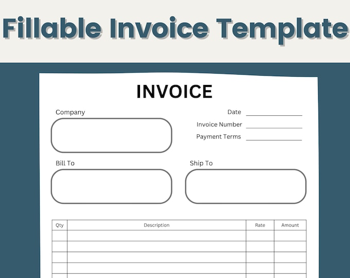Invoice Template Fillable Invoice Printable Invoice Template Minimalist ...
