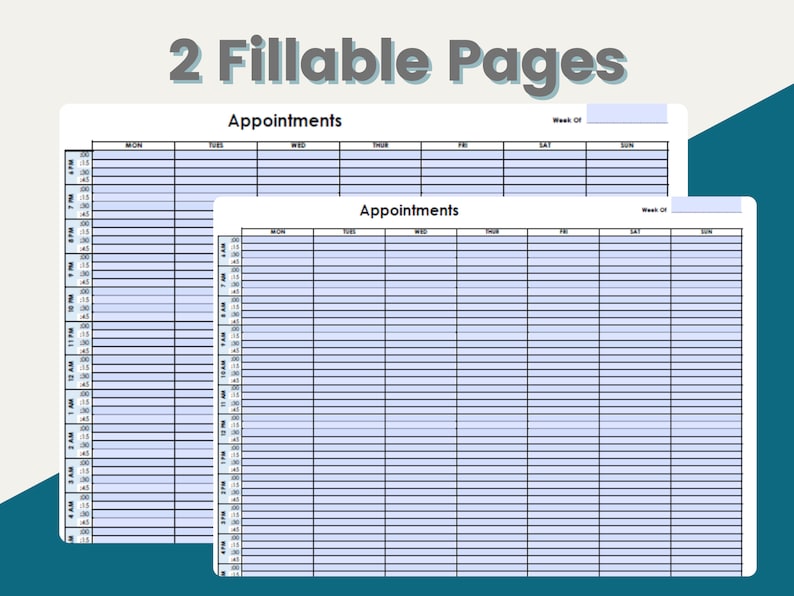 24 Hour Appointment Calendar | Appointment Tracker | Fillable PDF - Etsy