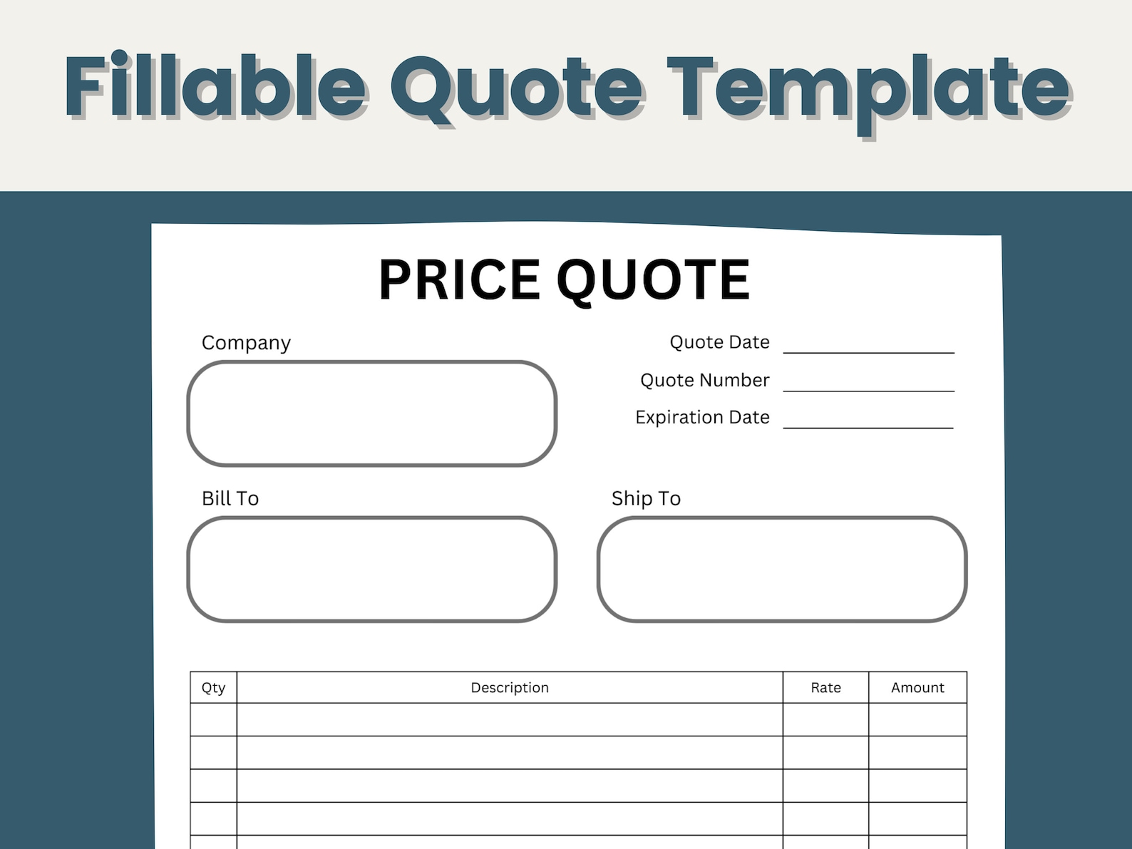 Price Quote Template | Fillable Price Quote | Printable Price Quote ...