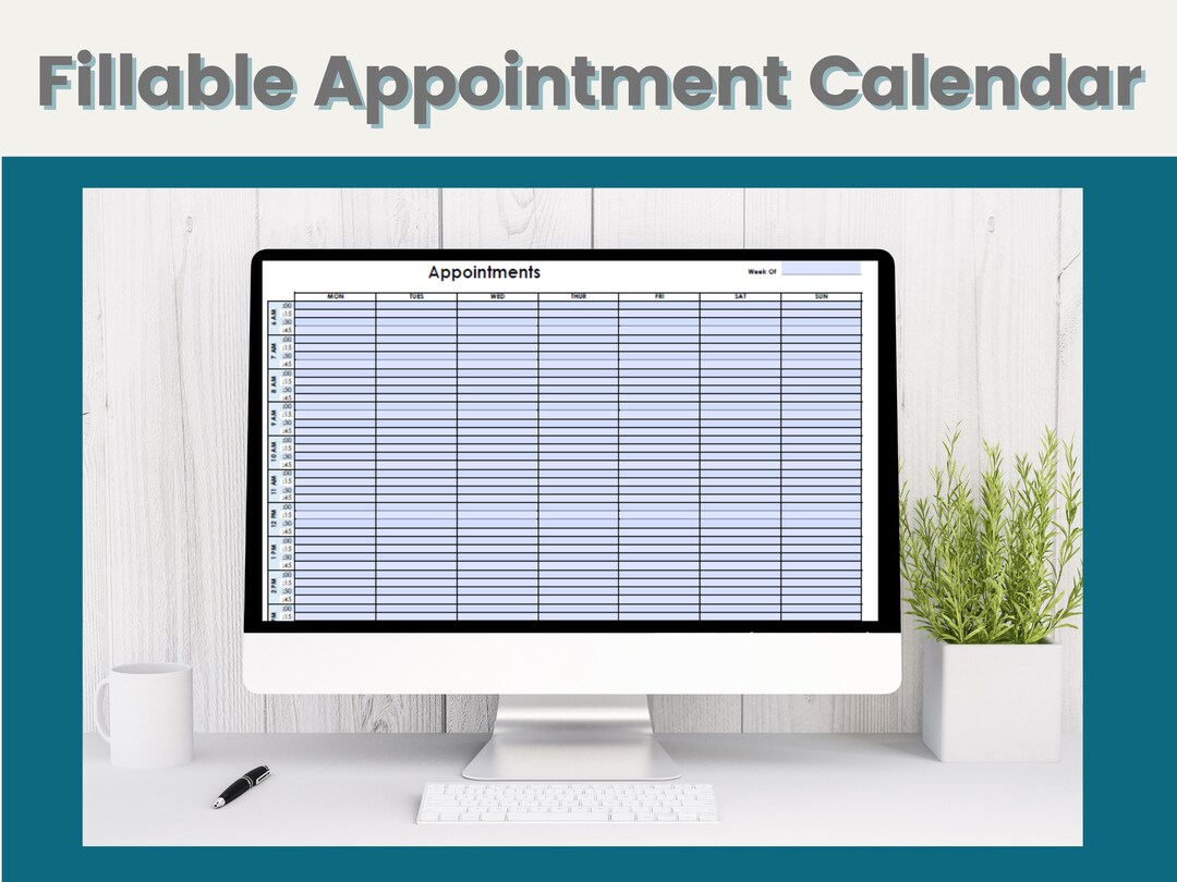 24 Hour Appointment Calendar | Appointment Tracker | Fillable PDF - Etsy