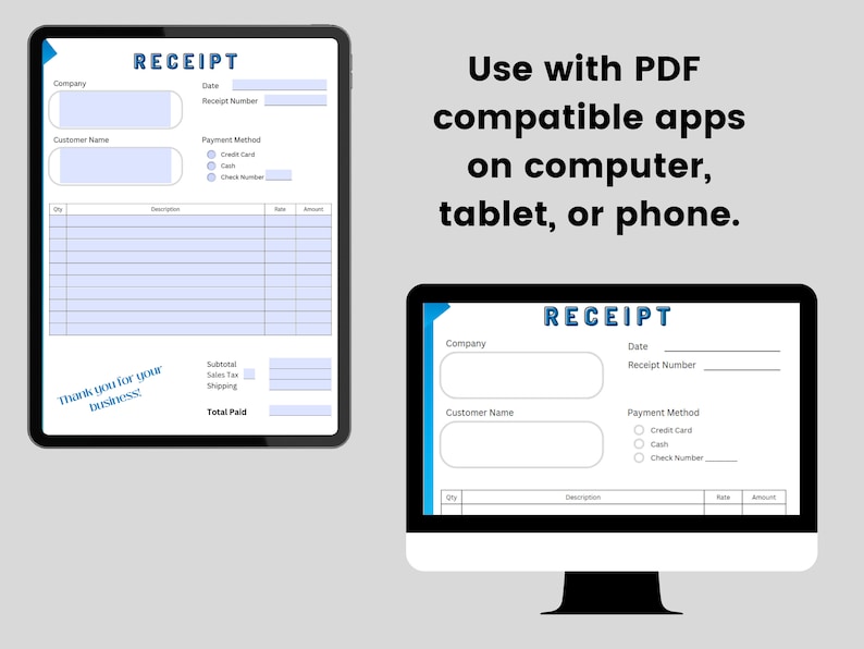 Receipt Template for Small Business Forms Printable Receipt Fillable Receipt Template Editable ...